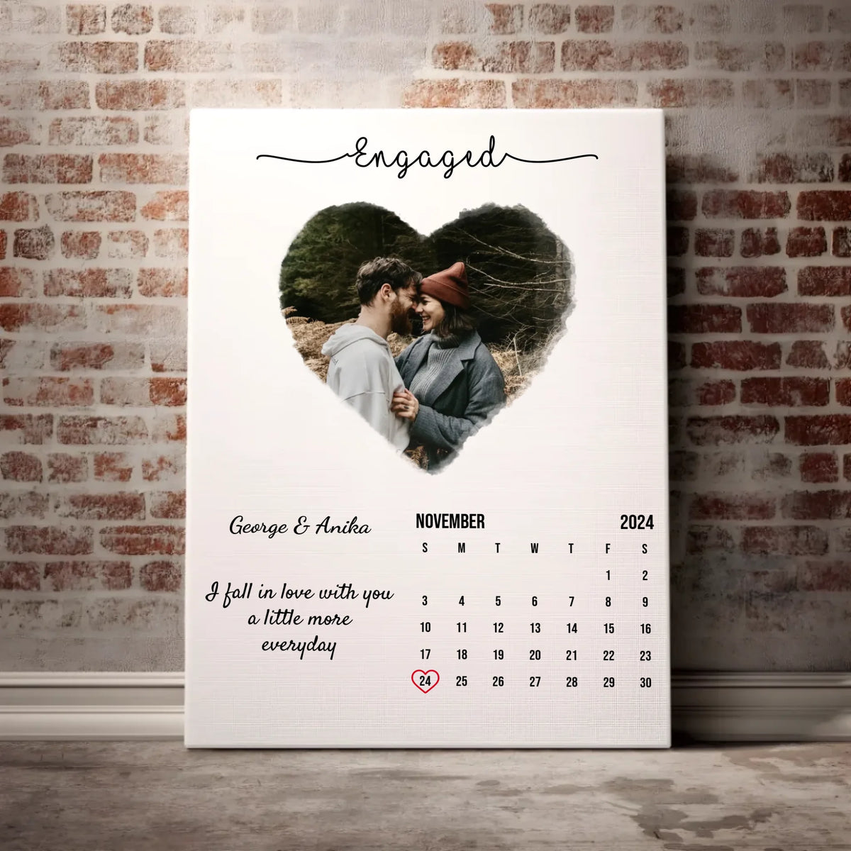Couples Special Date Photo Canvas - Ideal for Anniversary or Valentine ...