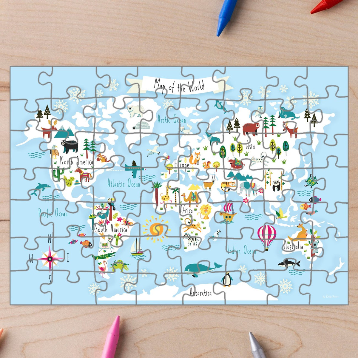 Kids World Map 48 Piece Puzzle (A3) – Canvas & More