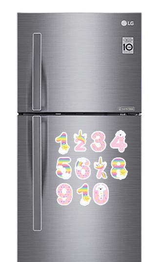 Unicorn Theme Numbers Photo Fridge Magnets - (11 PER PACK) (UK ...
